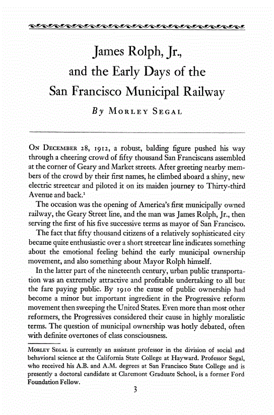James Rolph, Jr., and the Early Days of the San Francisco Municipal ...