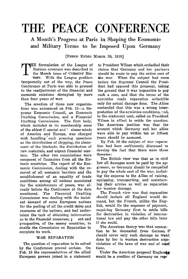 The Peace Conference | Current History | University of California Press