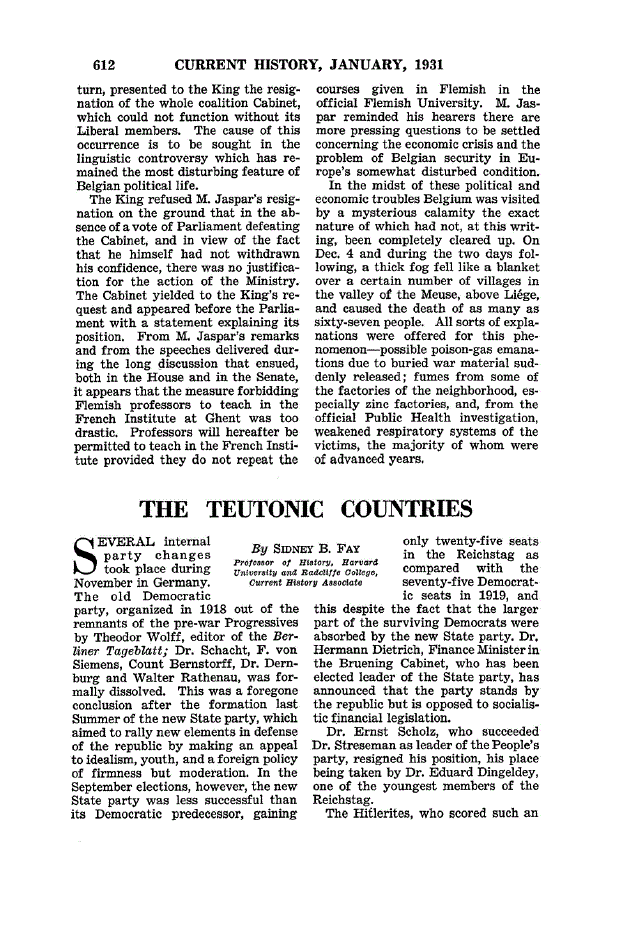 The Teutonic Countries | Current History | University of California Press