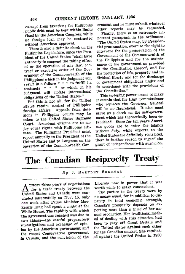 The Canadian Reciprocity Treaty | Current History | University of ...