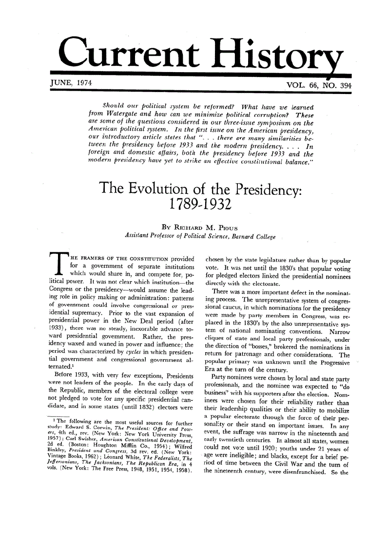 The Evolution of the Presidency | Current History | University of ...