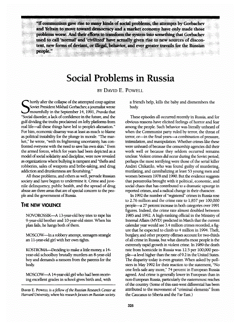 Social Problems in Russia | Current History | University of California ...