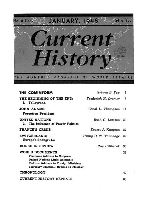 The Cominform | Current History | University of California Press