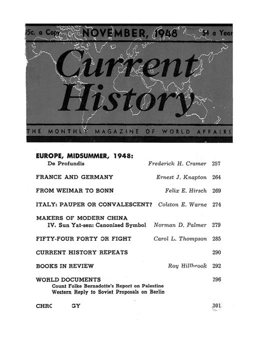 Current History Repeats 1923-1948 | Current History | University of ...