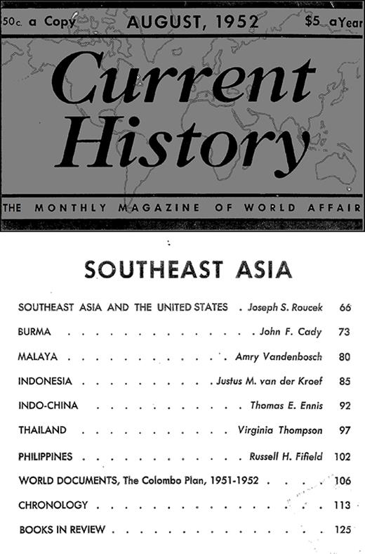 The Colombo Plan, 1951-1952 | Current History | University of ...