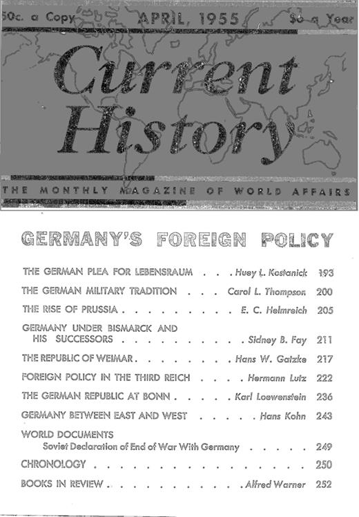 The German Military Tradition | Current History | University of ...