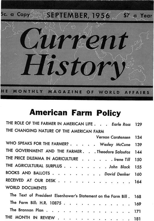 The Agricultural Surplus | Current History | University of California Press