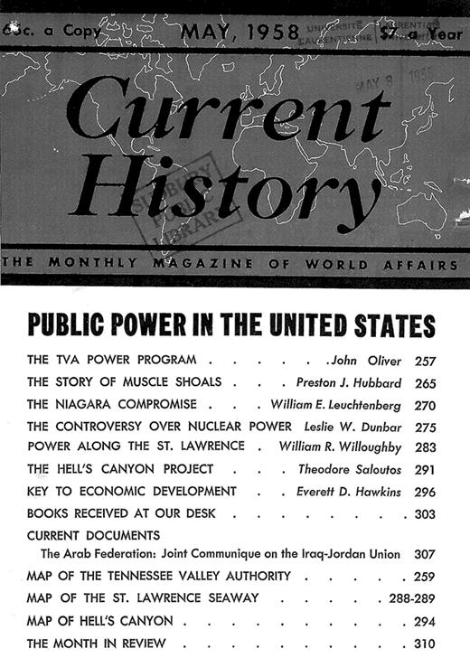 The TVA Power Program | Current History | University of California Press