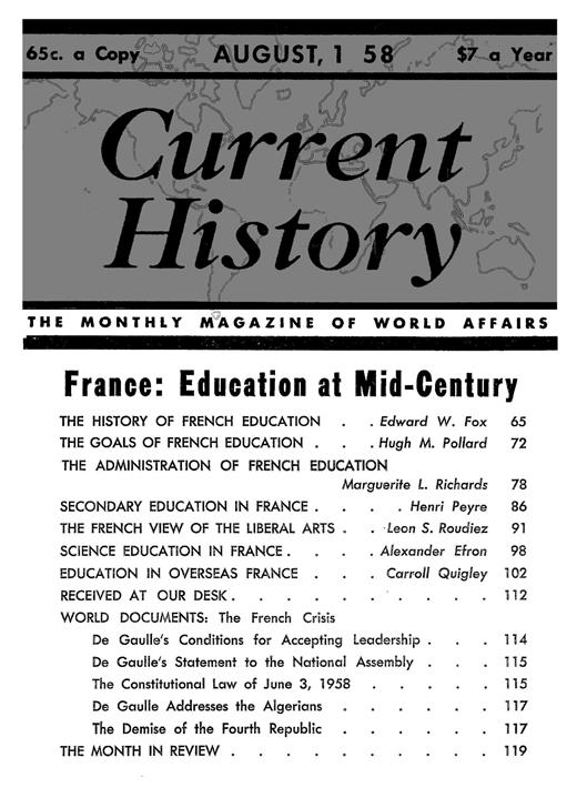 The Fall of the French Fourth Republic | Current History | University ...