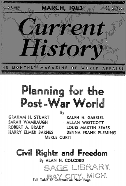 Planning for the Post-War World | Current History | University of ...