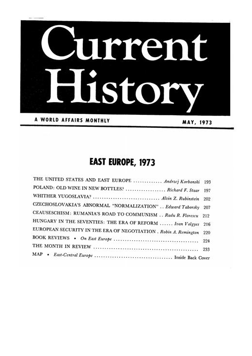 Czechoslovakia’s Abnormal “Normalization” | Current History ...