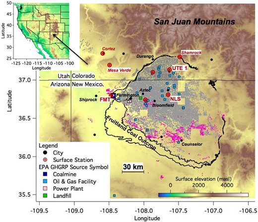 Investigating large methane enhancements in the U.S. San Juan Basin ...