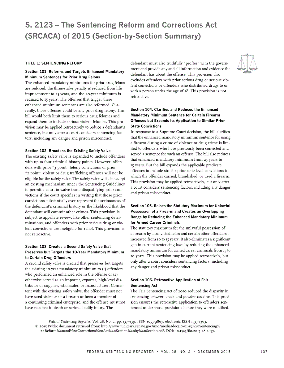 S. 2123 – The Sentencing Reform and Corrections Act (SRCACA) of 2015 ...