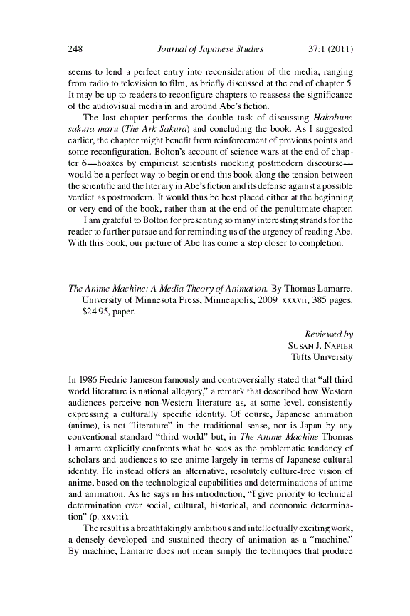 Review: The Anime Machine: A Media Theory of Animation, by Thomas ...