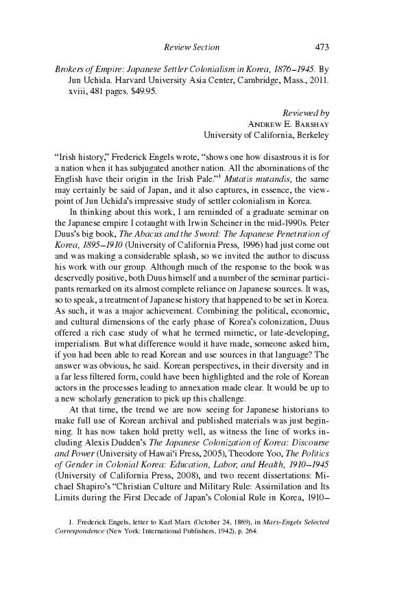 Review: Brokers of Empire: Japanese Settler Colonialism in Korea, 1876–1945, by Jun Uchida | The ...