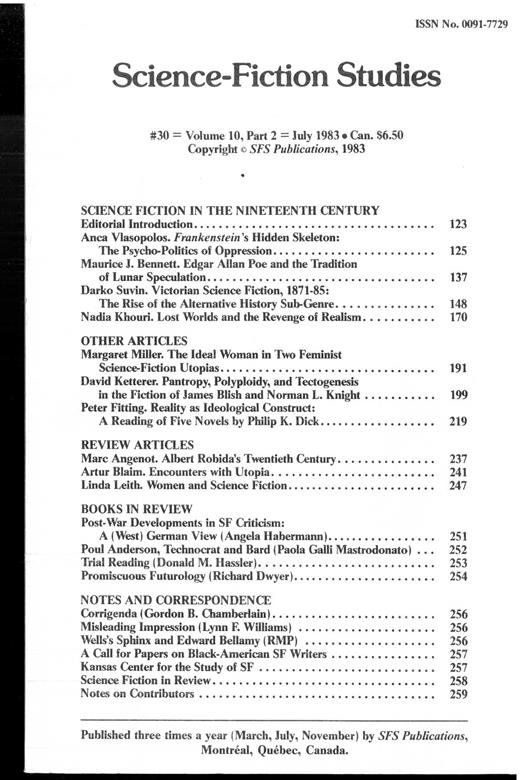 Science Fiction in Review | Science Fiction Studies | University of ...