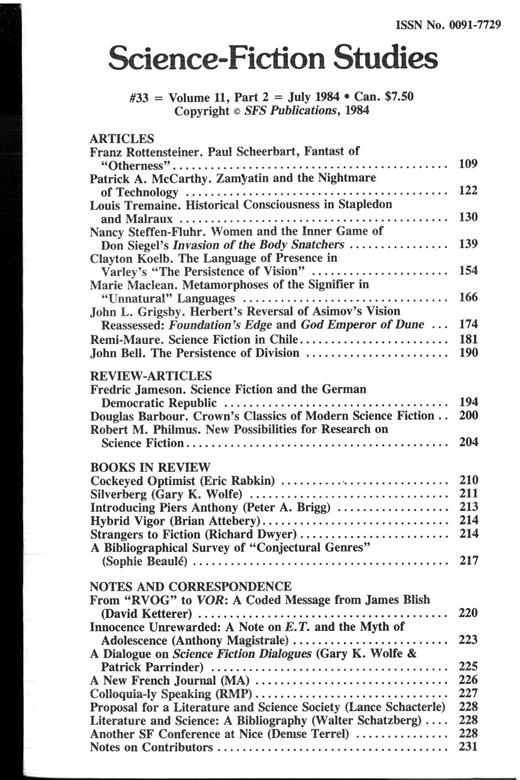 Science Fiction in Chile | Science Fiction Studies | University of ...
