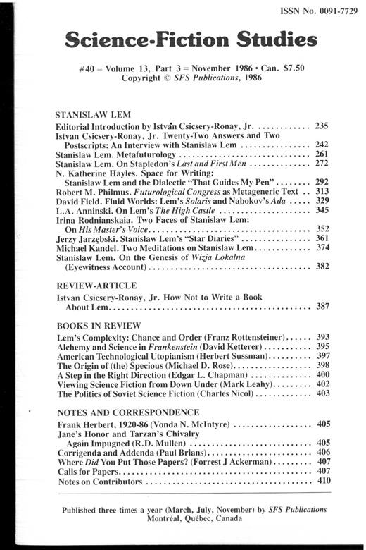 On Stapledon’s Last and First Men | Science Fiction Studies ...