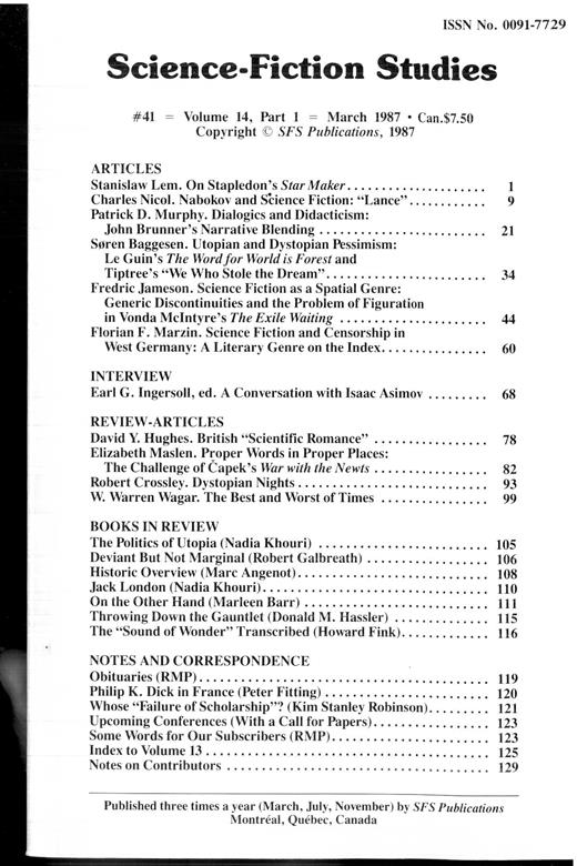 Review: The Utopian Novel in America 1886-1896: The Politics of Form ...