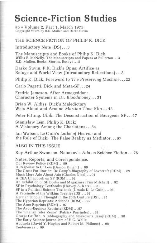 Volume 2 Issue Part 1 (5) | Science Fiction Studies | University of ...