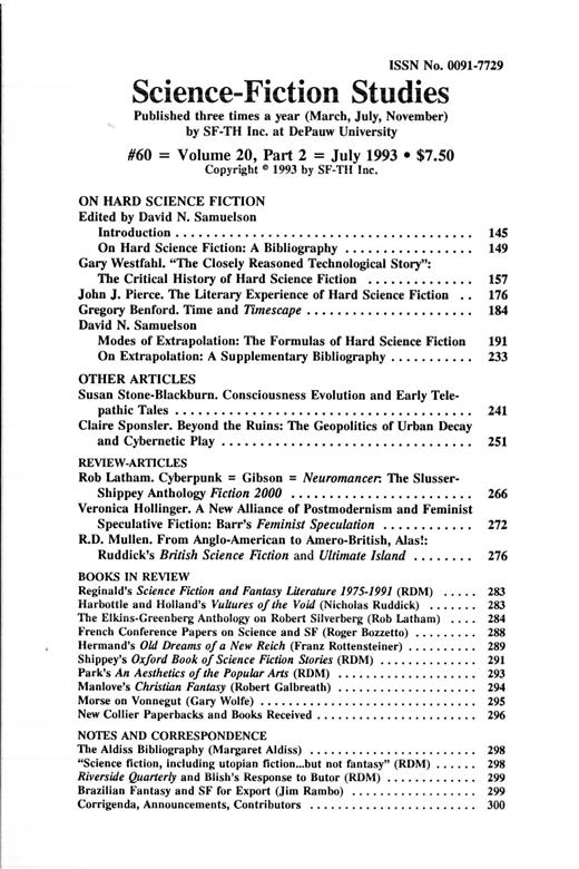 On Extrapolation: A Supplementary Bibliography | Science Fiction ...