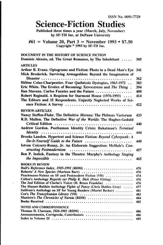 The Time Machine: Past, Present, and Future | Science Fiction Studies ...