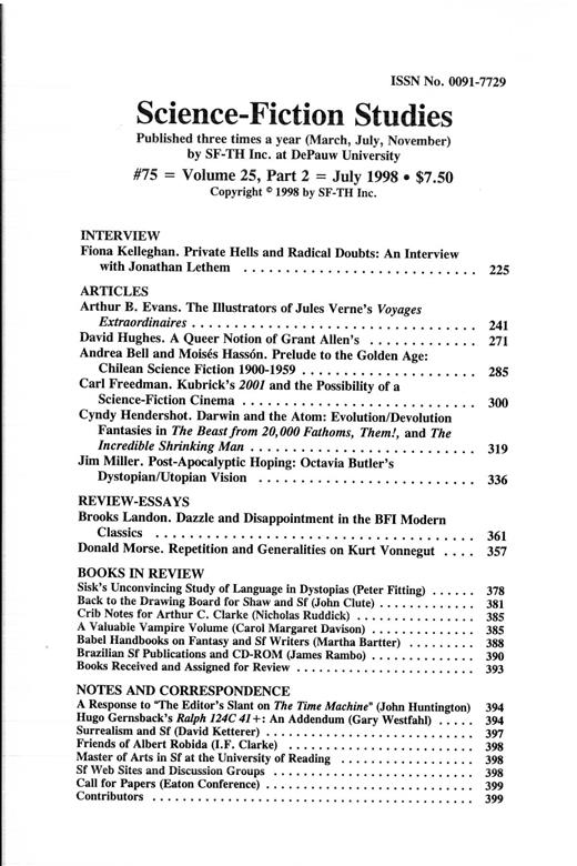 Call for Papers | Science Fiction Studies | University of California Press