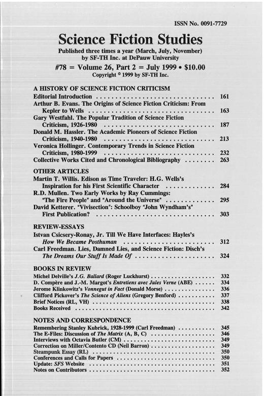 Lies, Damned Lies, and Science Fiction: Thomas M. Disch and the Culture ...