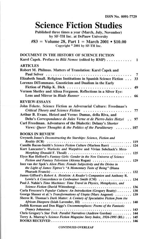Volume 28 Issue Part 1 (83) | Science Fiction Studies | University of ...