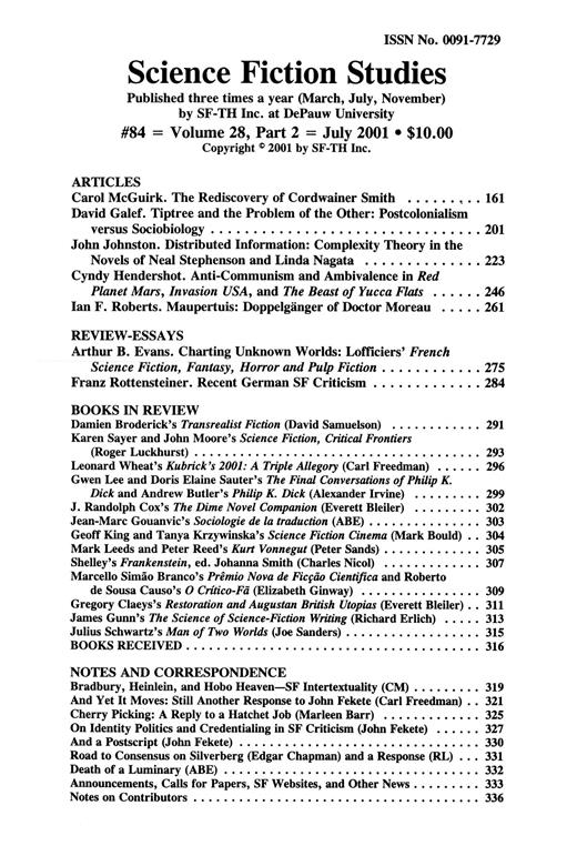 PKD Cover Story in Lingua Franca | Science Fiction Studies | University ...