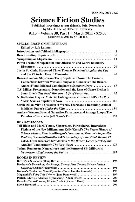 Symposium on Slipstream | Science Fiction Studies | University of ...