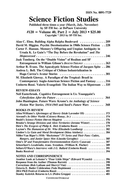 Cognitive Estrangement Is Us | Science Fiction Studies | University of ...
