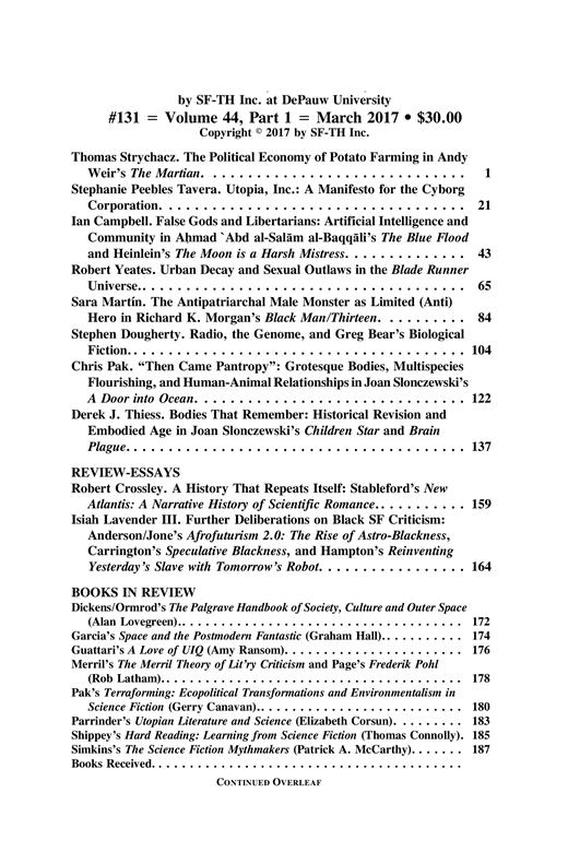 Volume 44 Issue Part 1 (131) | Science Fiction Studies | University of ...