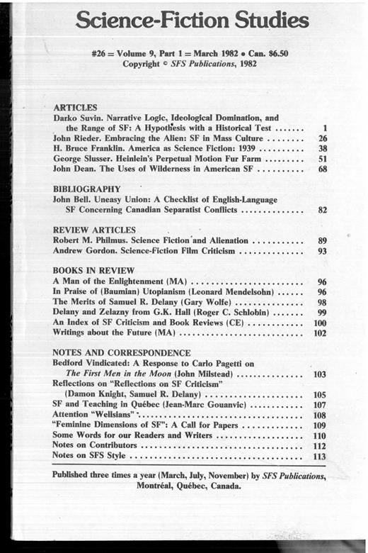 Volume 9 Issue Part 1 (26) | Science Fiction Studies | University of ...