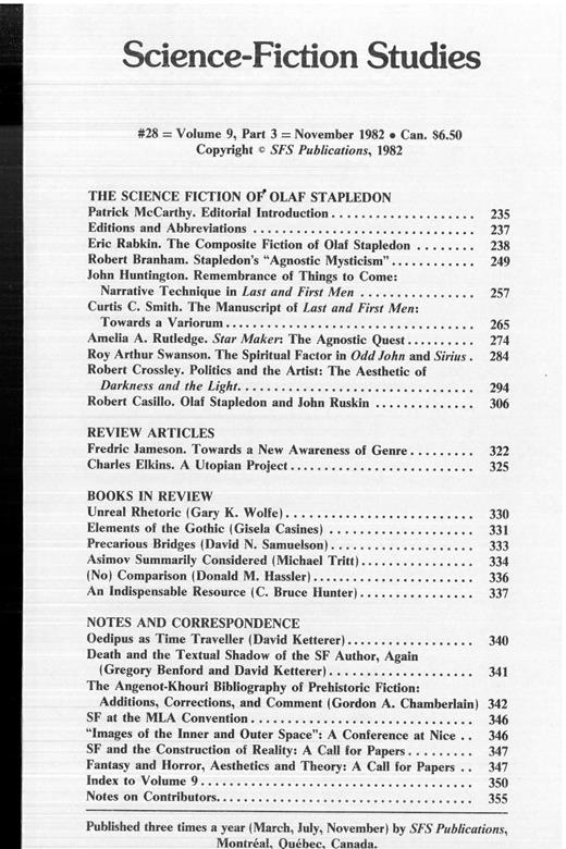Volume 9 Issue Part 3 (28) | Science Fiction Studies | University of ...