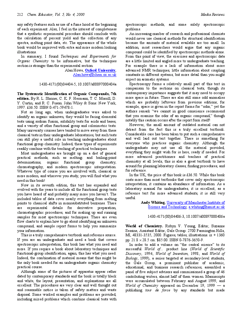 The Systematic Identification of Organic Compounds, 7th edition, by R ...