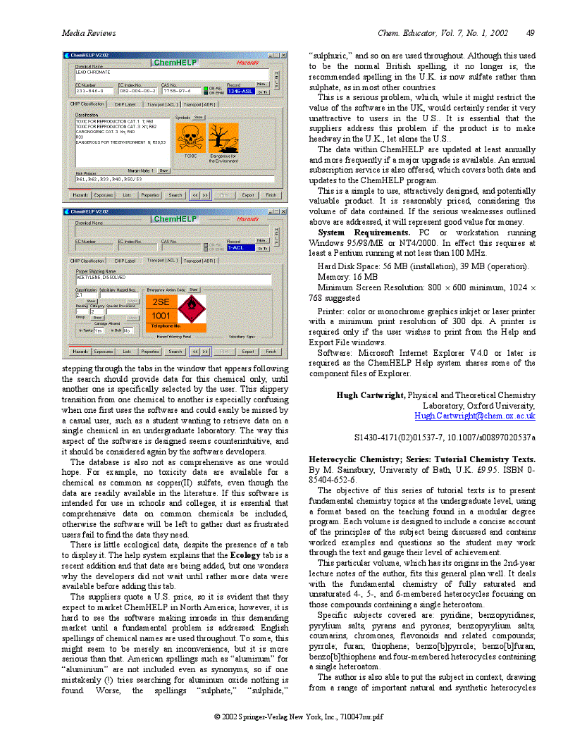 Heterocyclic Chemistry; Series: Tutorial Chemistry Texts, by M ...